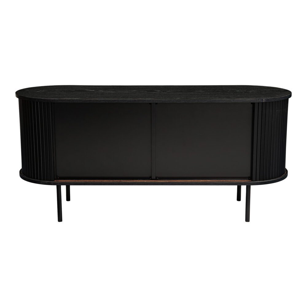 Ribbed Black Sideboard with Sliding Doors – LifeStylz