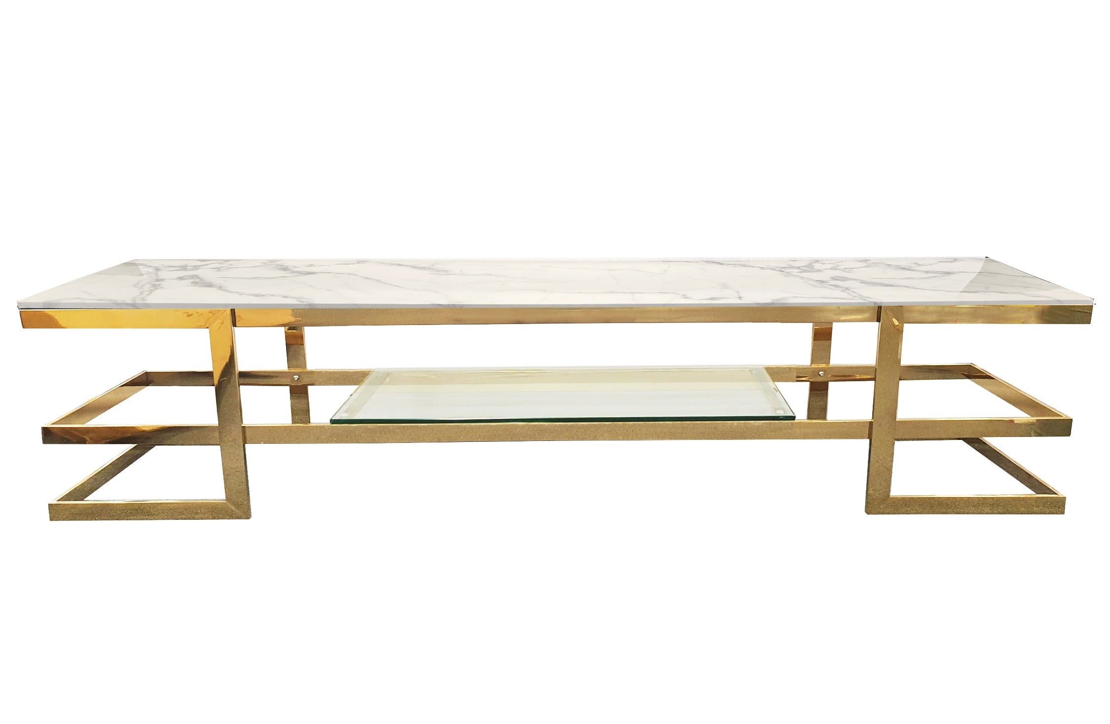 Alexa Gold TV Unit - White Marble – LifeStylz
