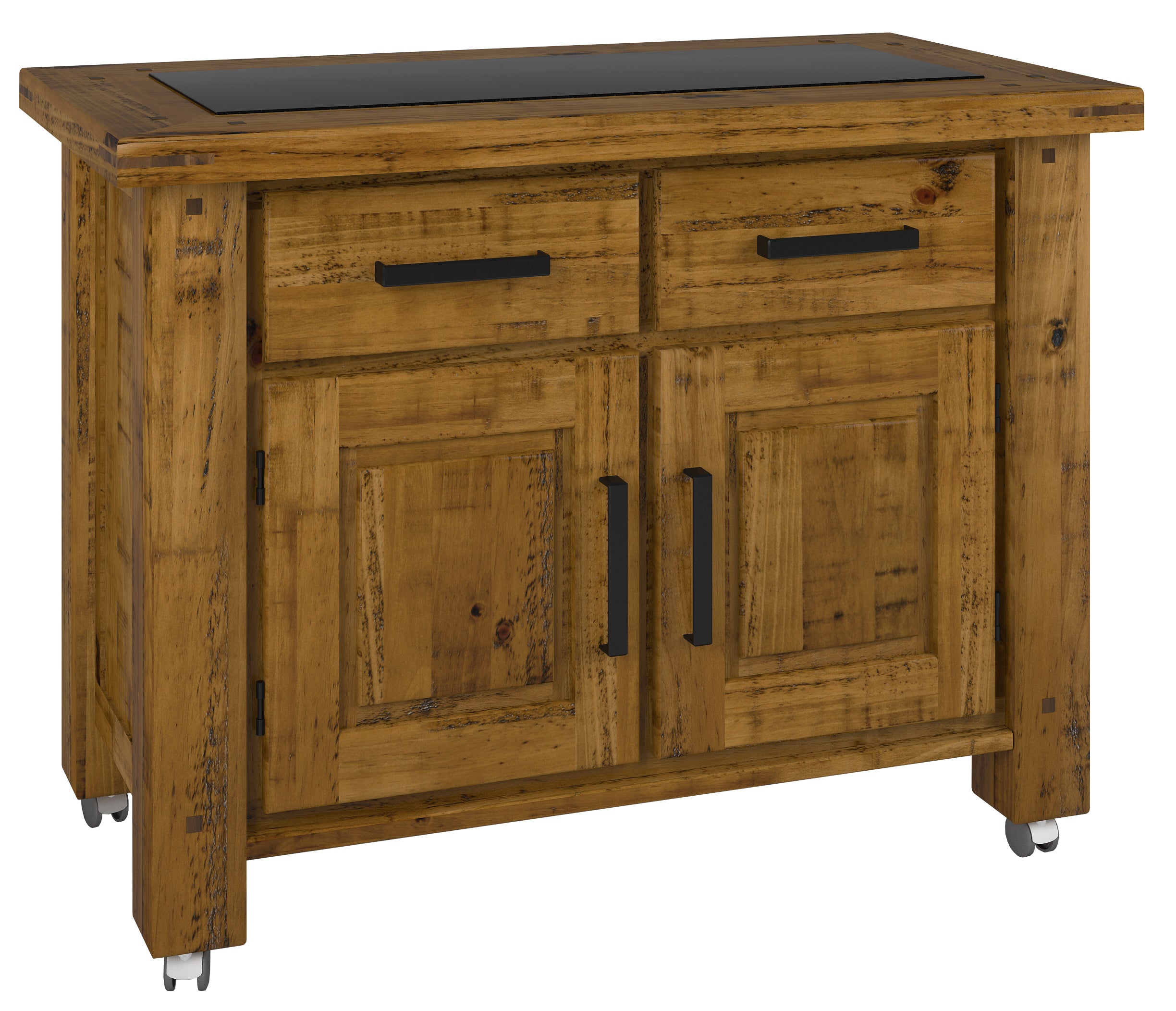 Teasel Kitchen Work Bench Storage Trolley Solid Pine Wood Portable Car