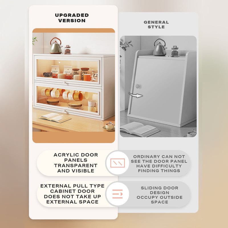 NEW Kitchen Acrylic Cup Storage Cabinet, Table Top Cup Storage Box, Te ...